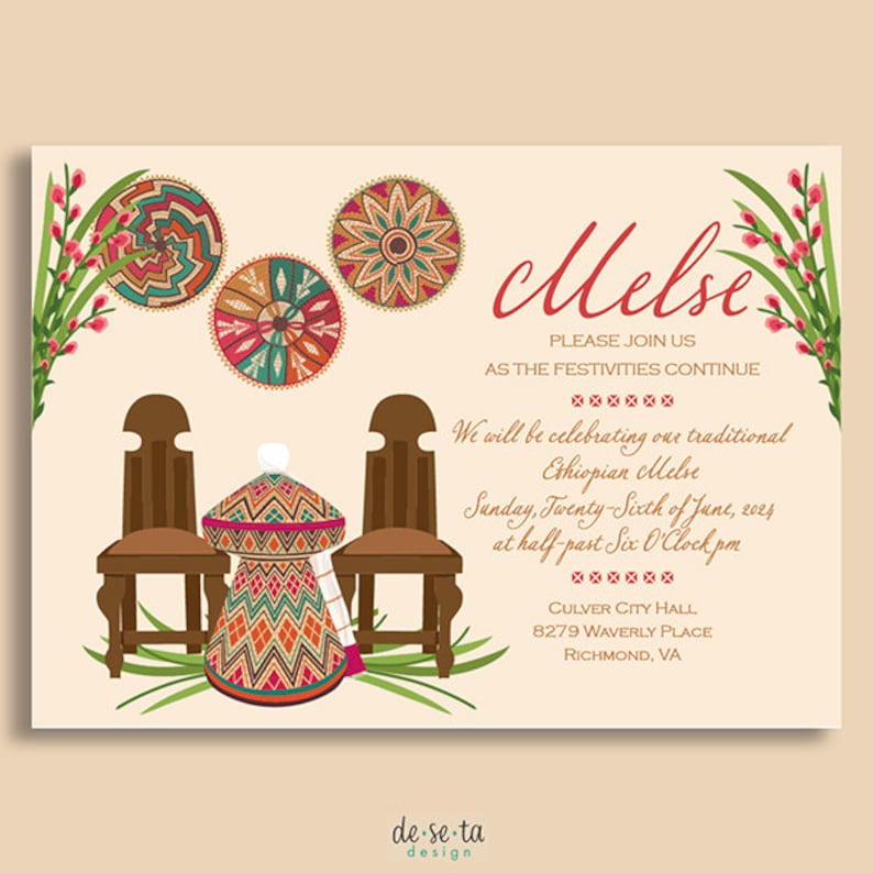 Melse Celebration Invitation, Ethiopian, Eritrean, Habesha, Amharic ...
