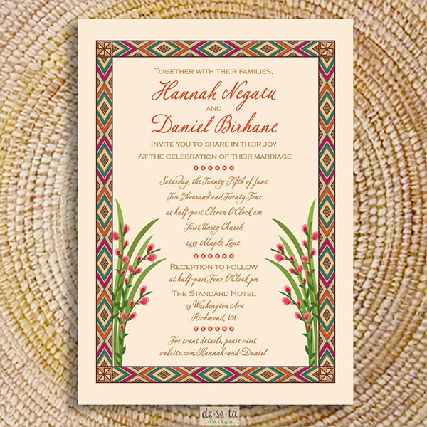 Cultural Melse Invitation, Ethiopian, Eritrean, Habesha, Amharic ...