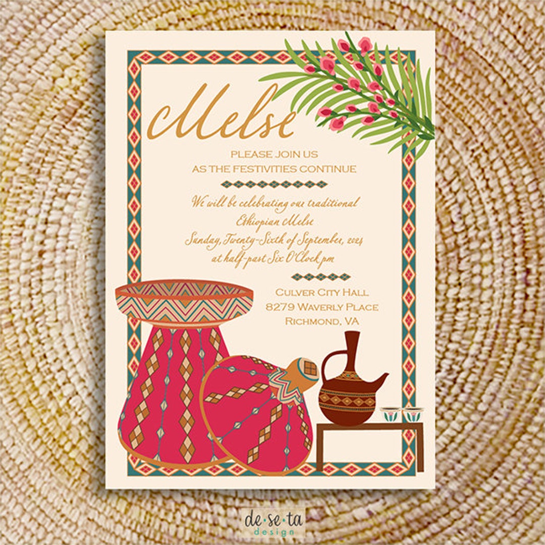 Diamond Pattern Ethiopian Melse Wedding Invitation, Eritrean, Habesha ...