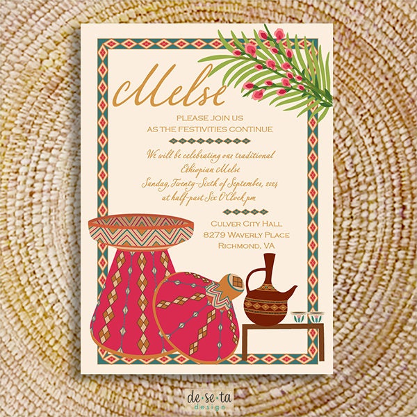 Diamond Pattern Melse Invitation, Ethiopian, Eritrean, Habesha, Amharic ...