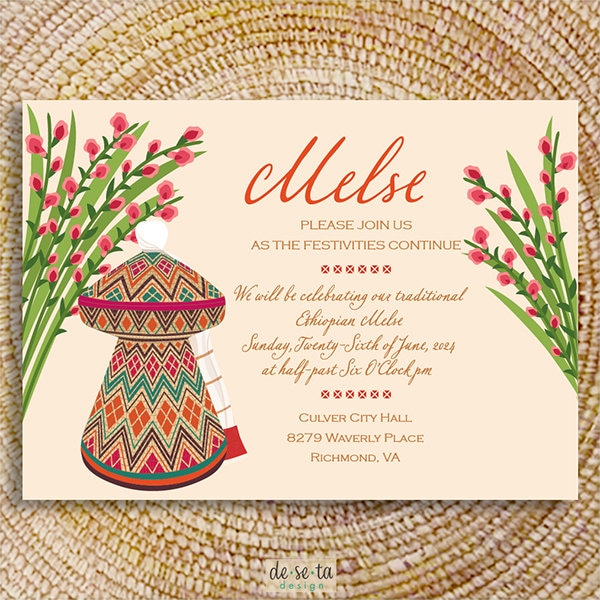 Mesob and Zembaba Melse Invitation, Ethiopian, Eritrean, Habesha ...