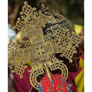 Meskel Pattern With Floral Border Melse Invitation, Green & Terracotta ...