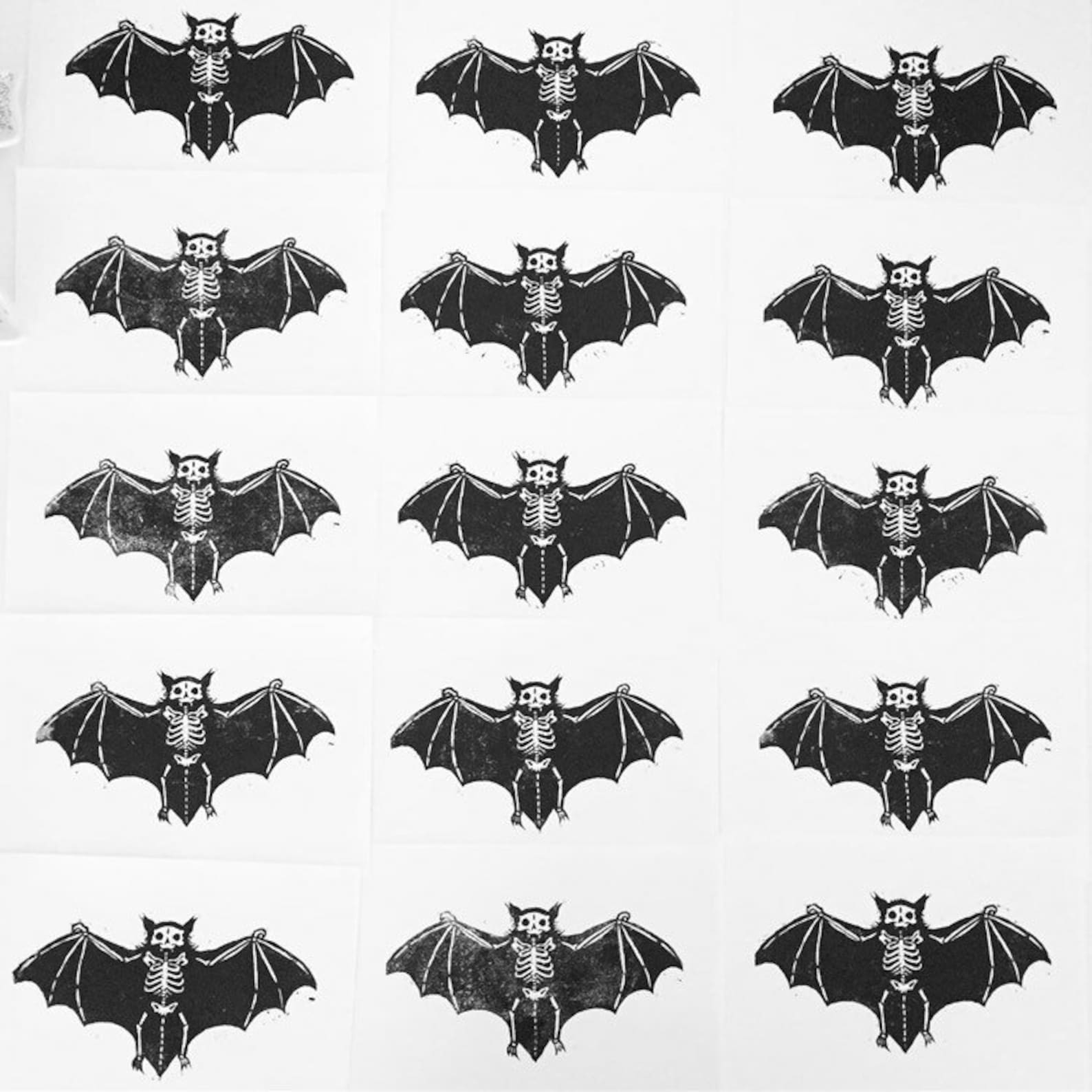 Bat Print Original Art Lino Print Halloween Print | Etsy