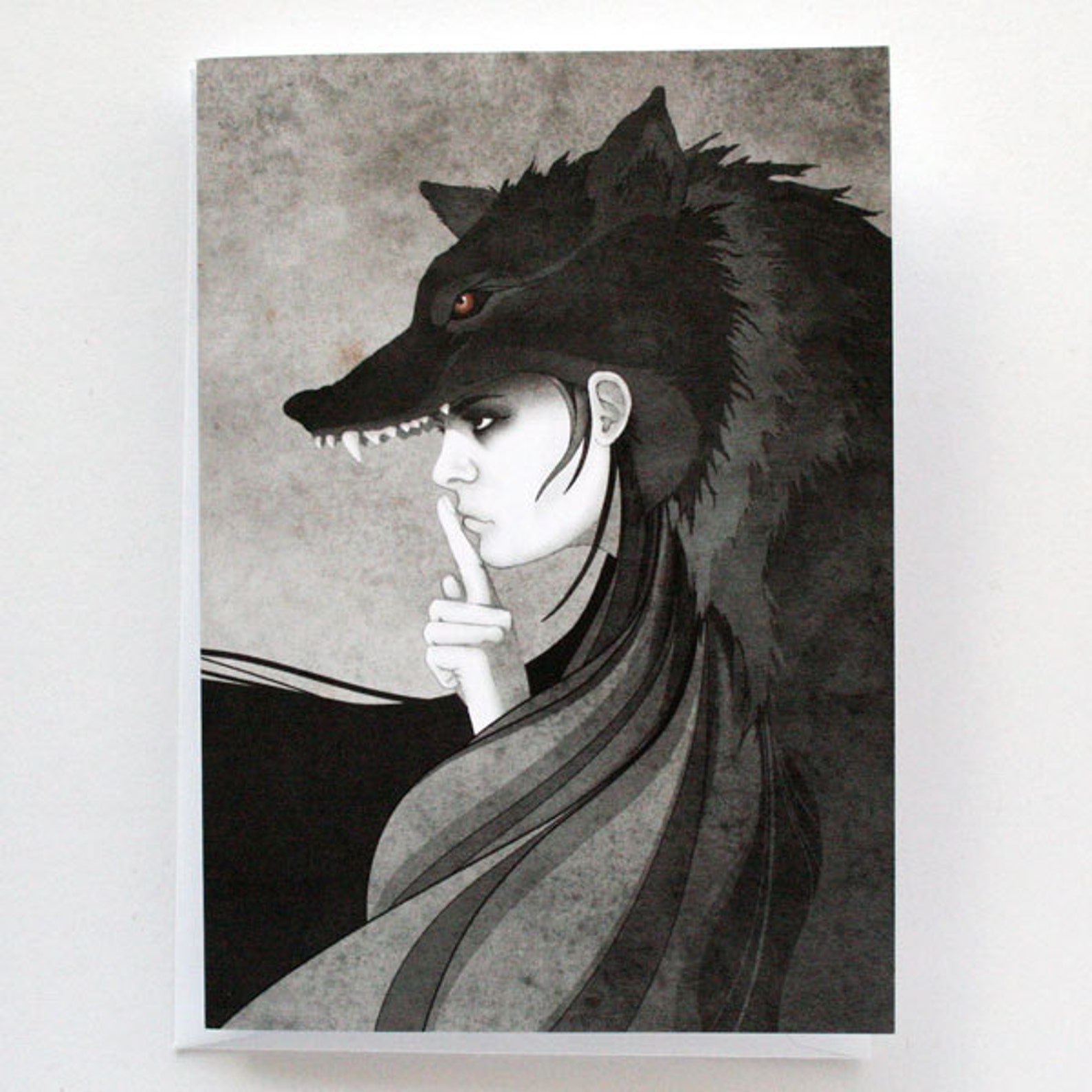 Wolf Girl Illustrated Card Blank Card Birthday Card - Etsy