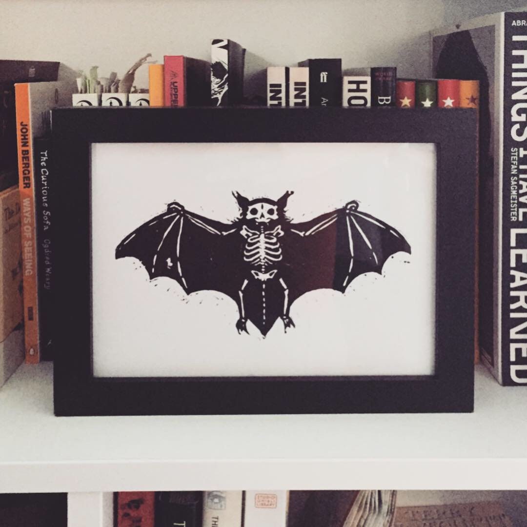 Skeletal Bat Lino Print – Halloween Gothic Wall Art - Etsy