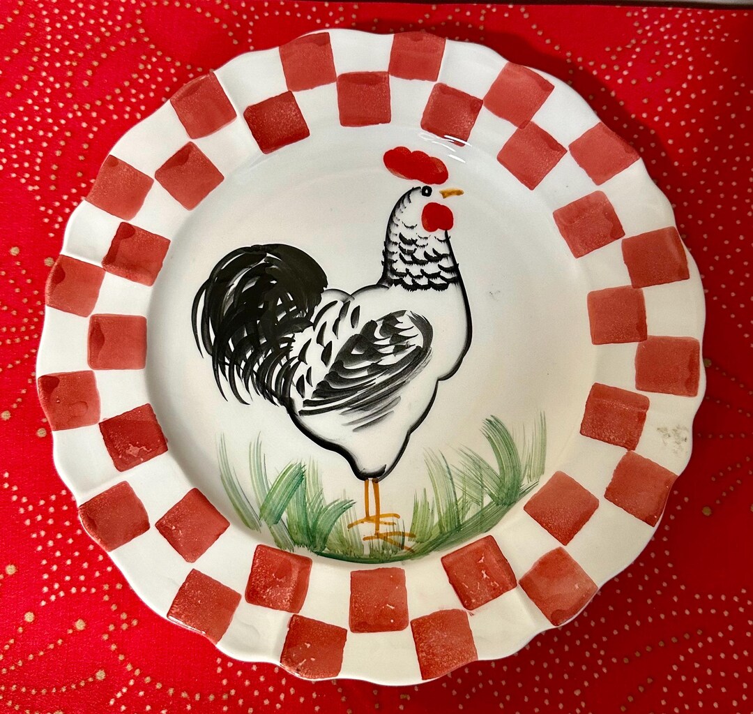 Italian Red and White Checkered Rim With Rooster. Great Quality Set of ...