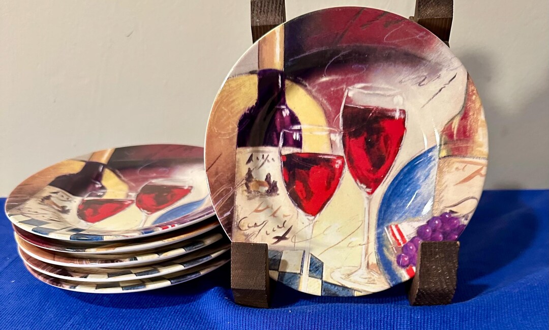 NEW Set of 6 Designpac Inc. Wine Motif 6" Appetizer Hors D'oeuvres ...