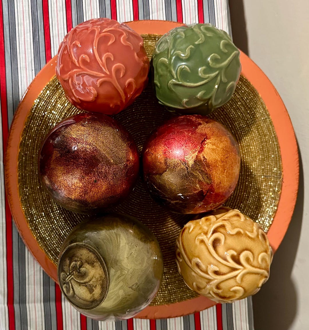 Decorative Set of 6 13 Round Large Balls. Beautiful Set of Quality ...