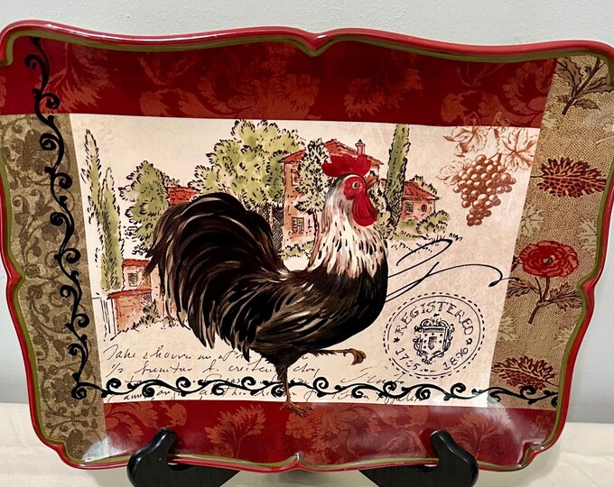 French Countryside Rooster Platter. Beautiful Designs and Colors. 16 X ...