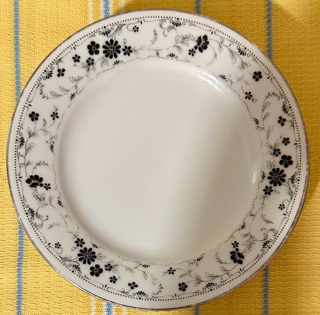 5 Noritake Black Lace Contemporary Dessert Plates. Black Lace is ...