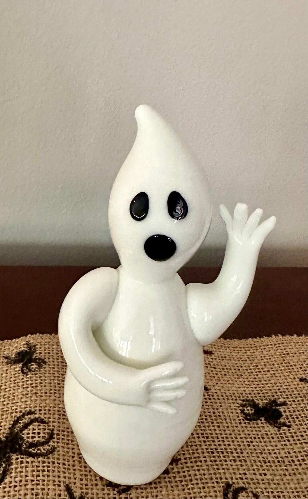 Vintage Halloween Spooky Ghost Art Glass. Handmade. Collectible. Decor ...