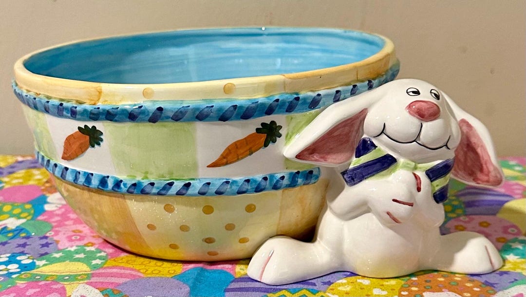 Easter Bunny 8” X 4” Bowl. Great Candy Dish or Easter Serving Bowl ...