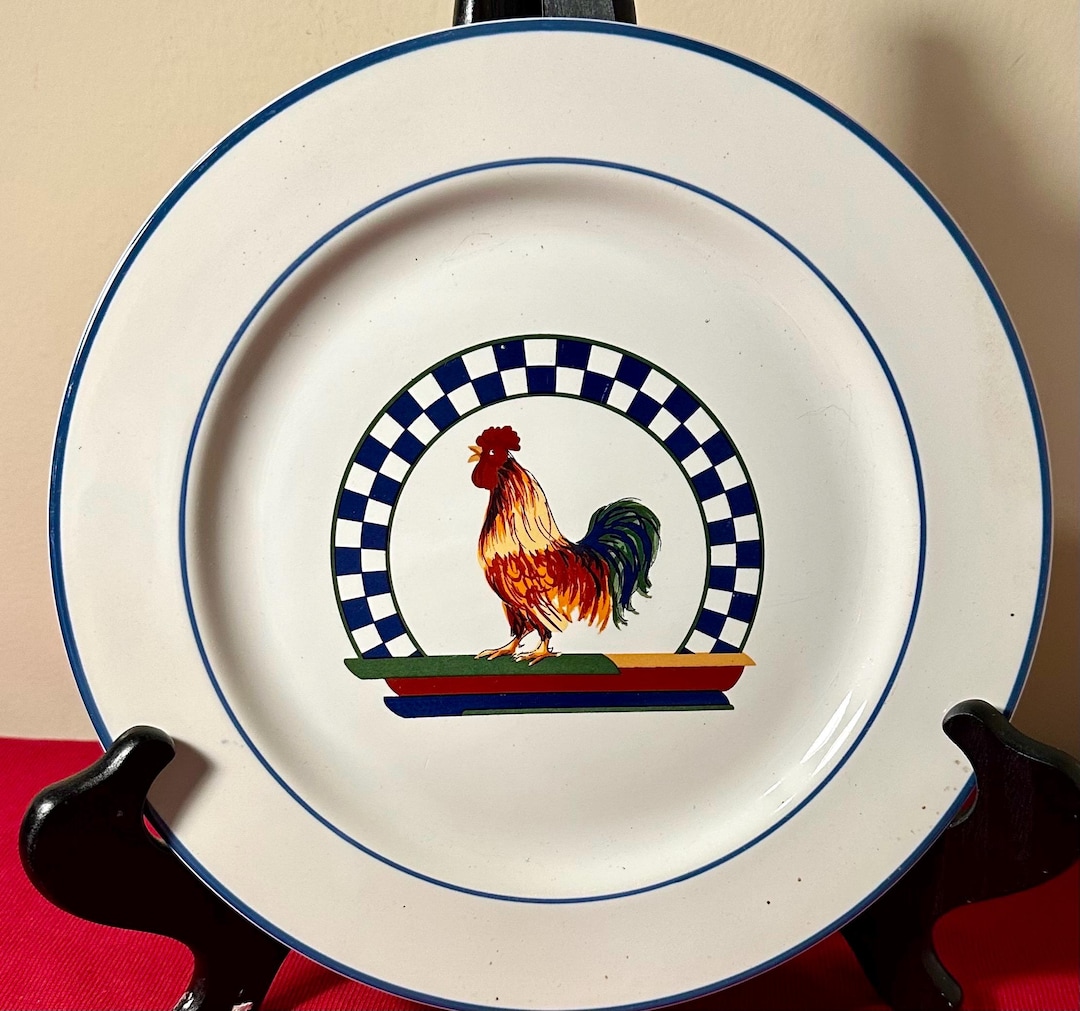 Remy Century Stoneware Checkered Rooster 10.5” Rooster Accent Plate ...