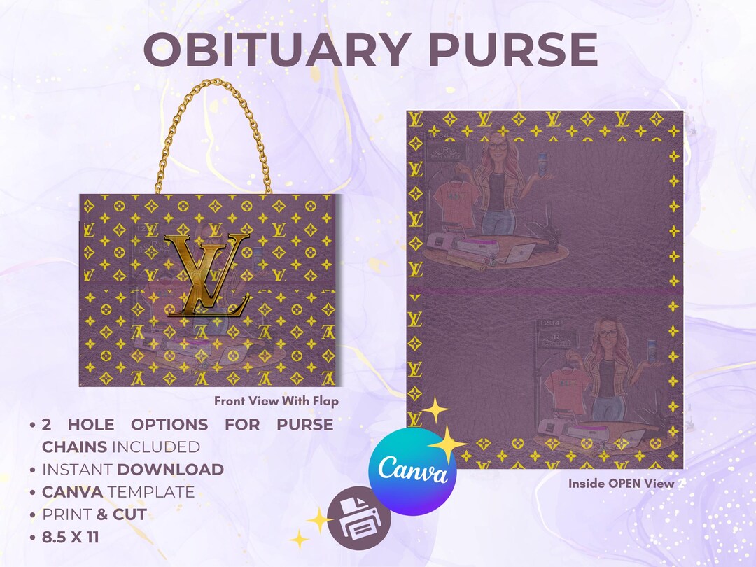 Digital, Obituary Purse, Funeral, Instant Download, Canva Template ...