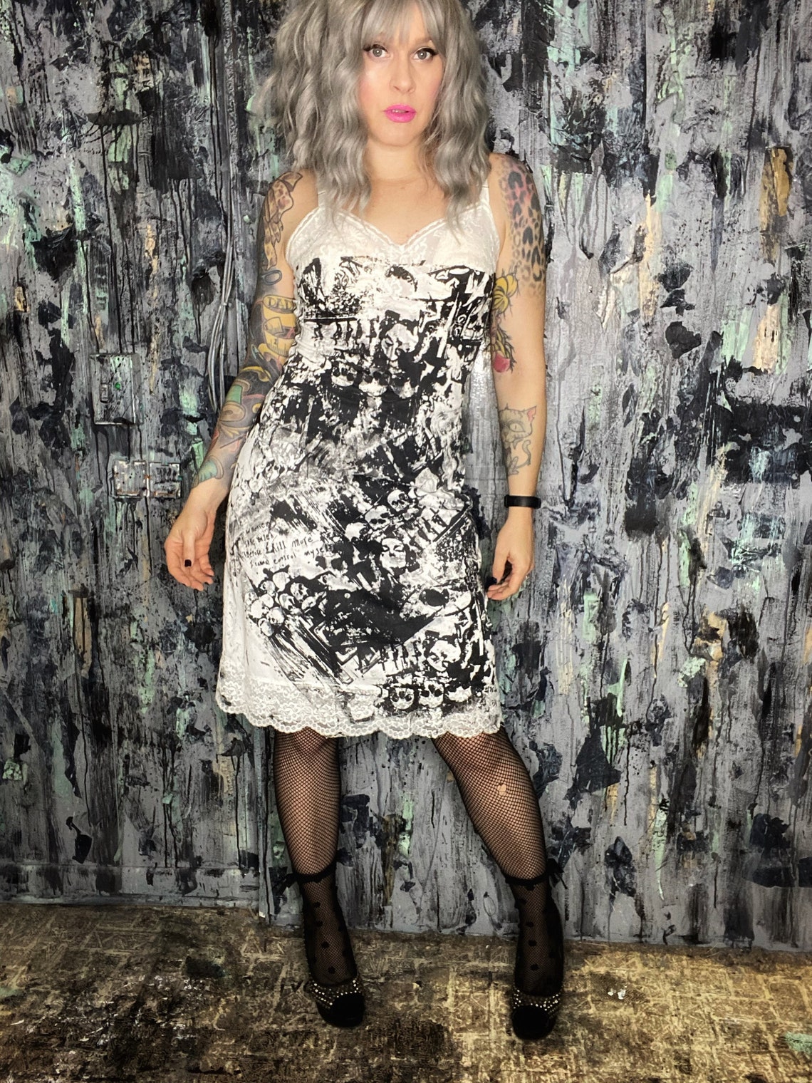 Antilabel White Nylon Serial Killer Crime Scene Slip Dress - Etsy