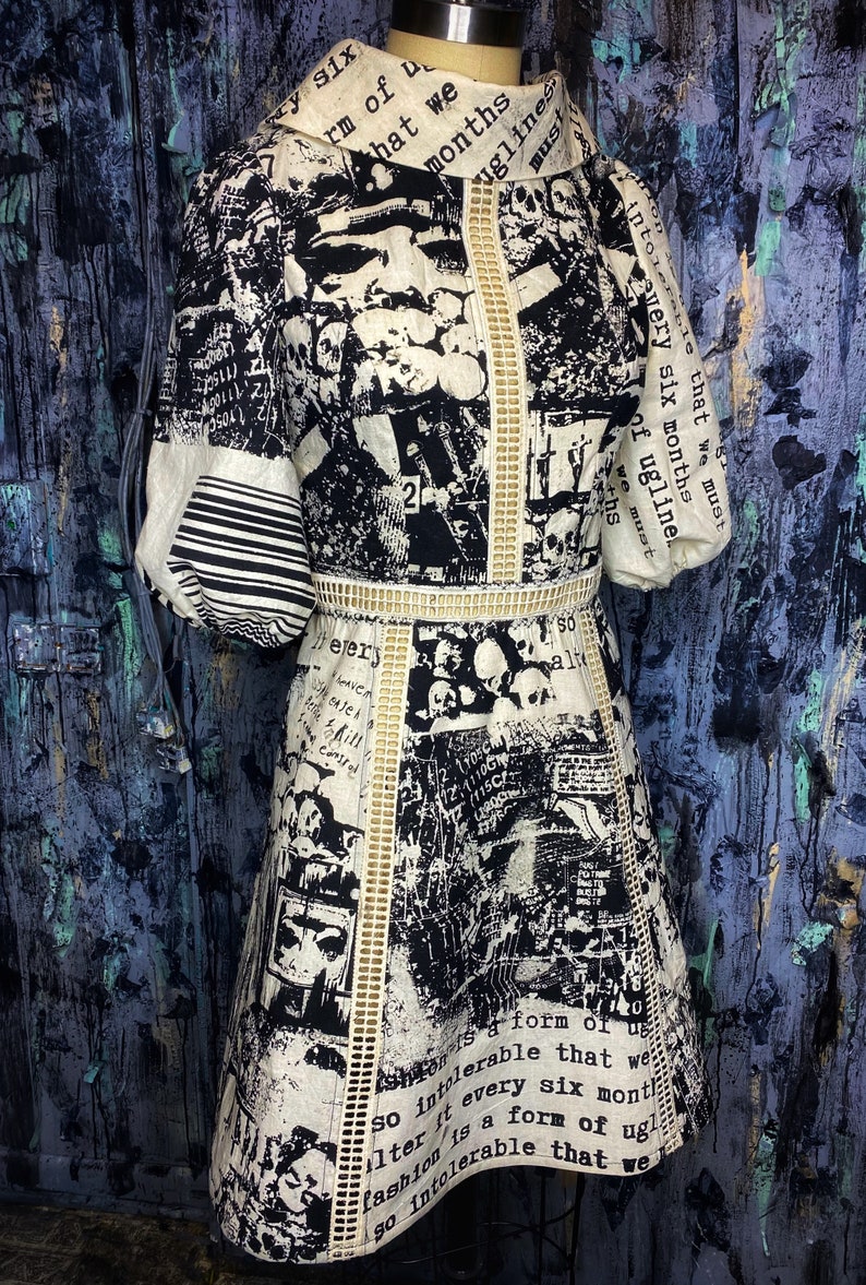 Antilabel Oatmeal Cotton Puff Sleeve Serial Killer Dress Small - Etsy ...