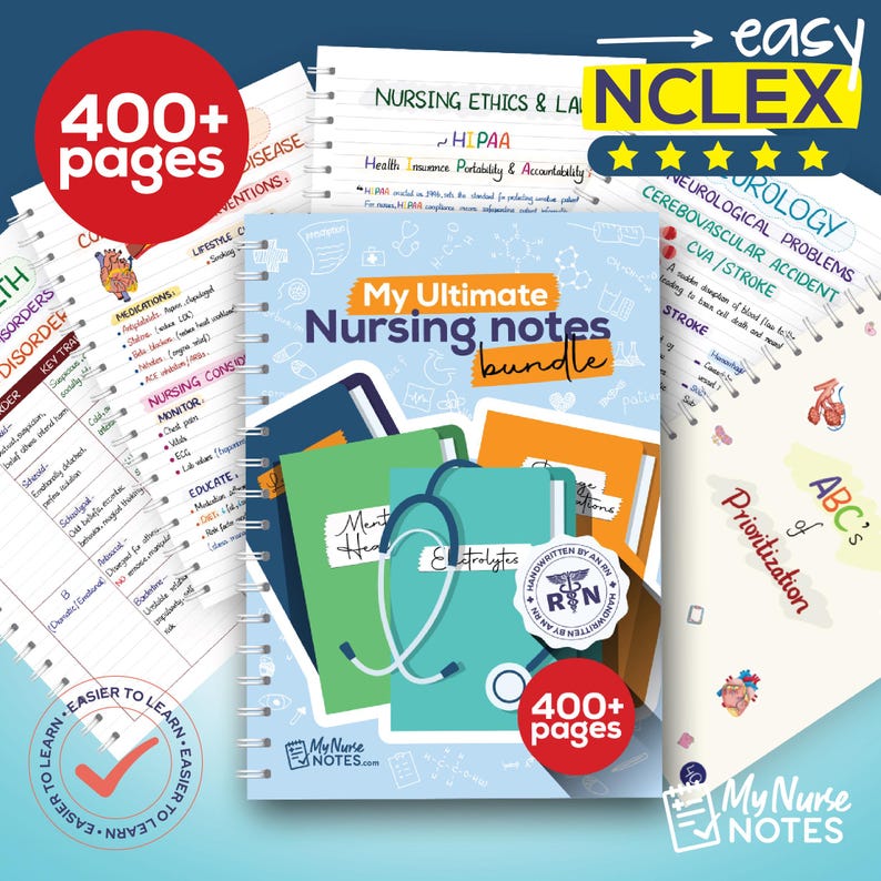 Ultimate Nursing Success Bundle: 400+ Page Handwritten Notes by an RN ...
