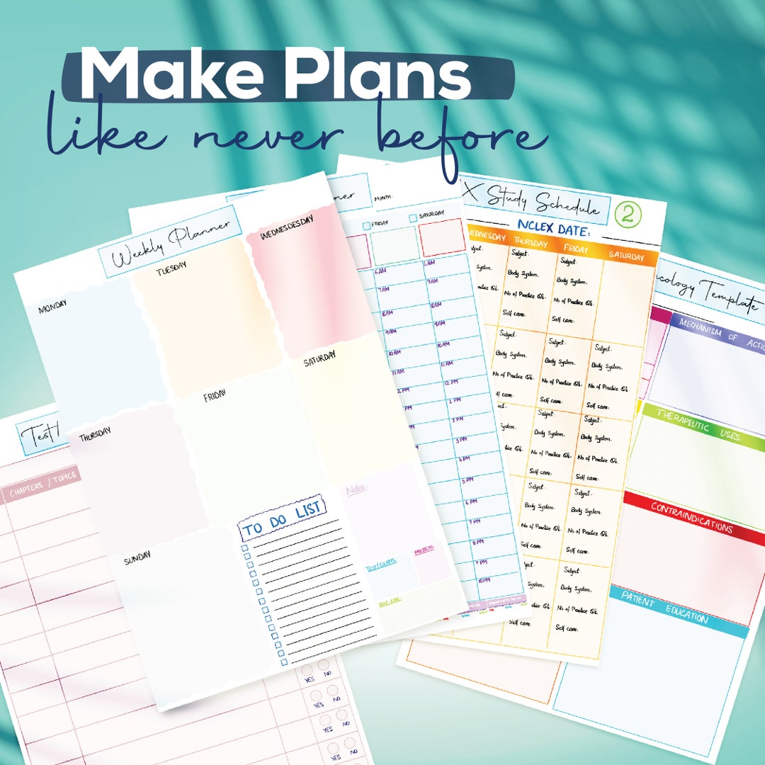 Planners, NCLEX Study Schedules, Trackers & Templates. 20-page Digital ...