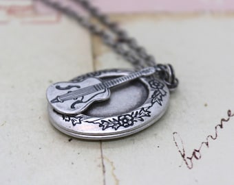 Mandolin. Heart Locket Necklace. Silver Ox Jewelry - Etsy