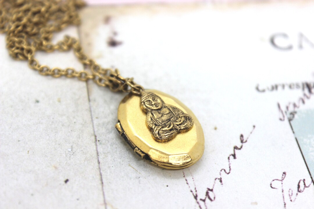 Buddha. Oval Locket Necklace. Gold Ox Jewelry - Etsy