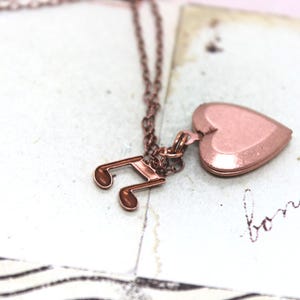 Music Notes Heart Locket. Necklace in Rose Gold Ox Shades - Etsy