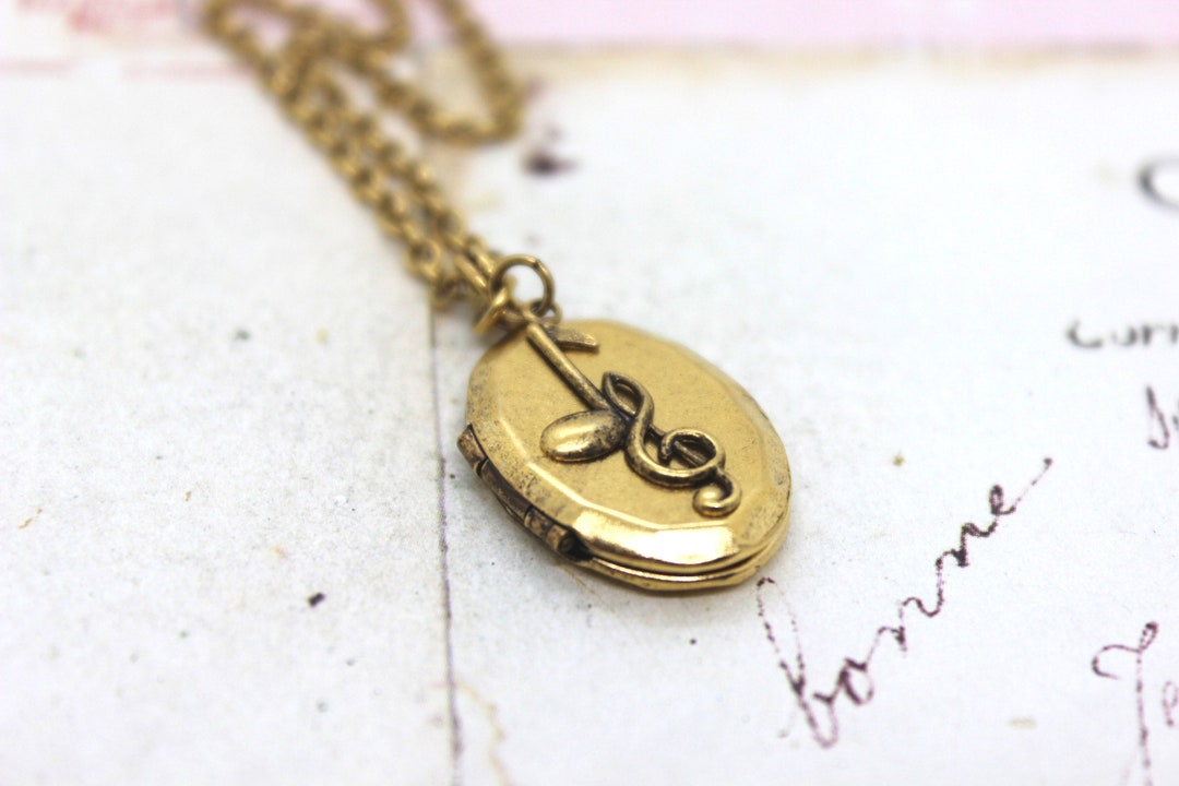 Music Notes. Oval Locket Necklace. in Gold Ox - Etsy