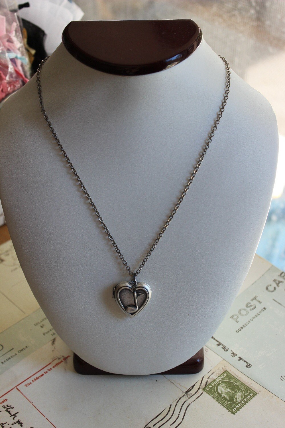 Music note. heart locket necklace. silver ox meduim locket | Etsy