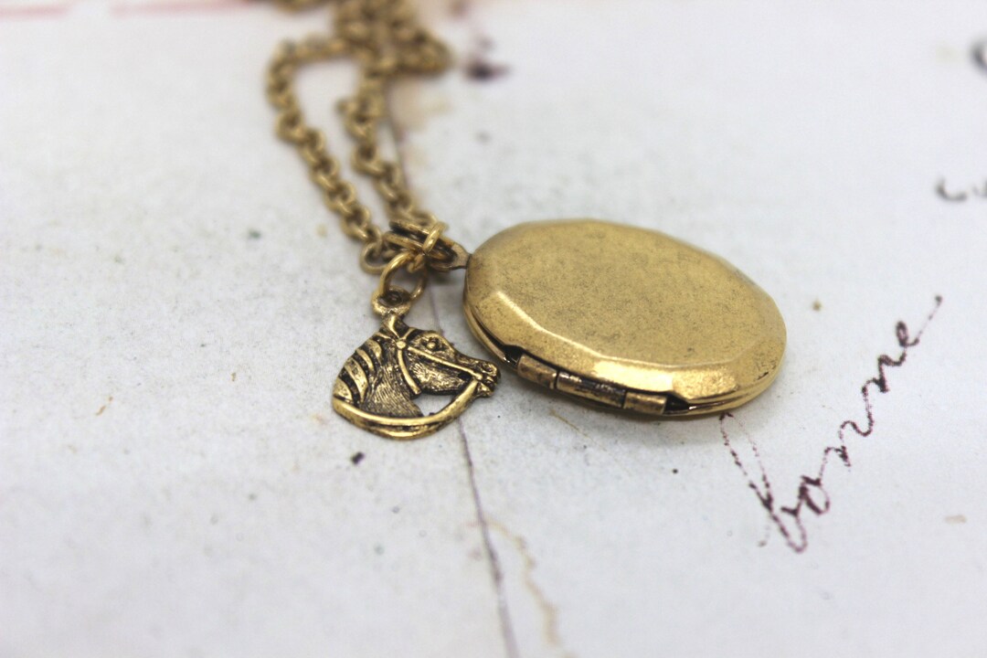 Horse Head. Locket Necklace. in Gold Ox Oval - Etsy