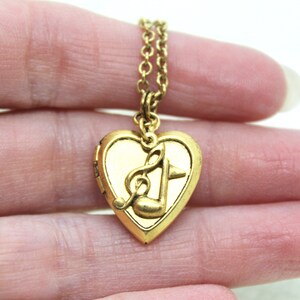 Music Notes Heart Locket Necklace. Gold Ox - Etsy