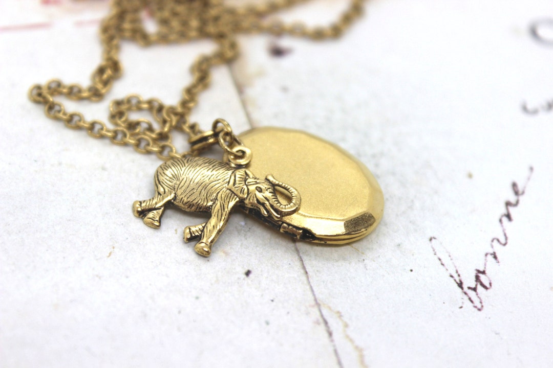 Elephant Locket Necklace. Gold Ox Jewelry - Etsy