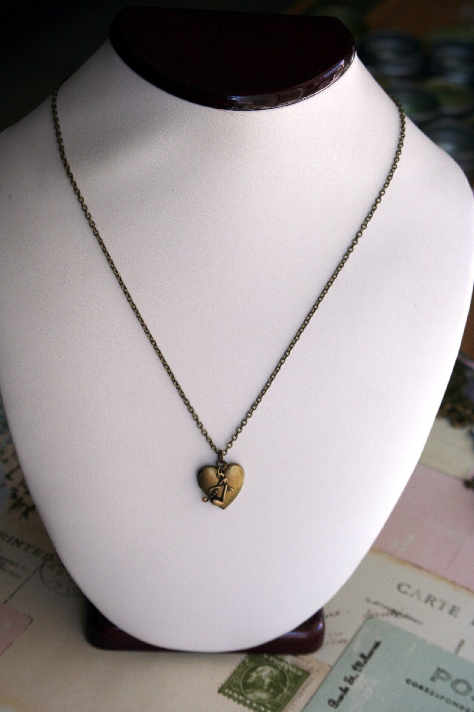 Music Notes Heart Locket Necklace. Brass Ox - Etsy