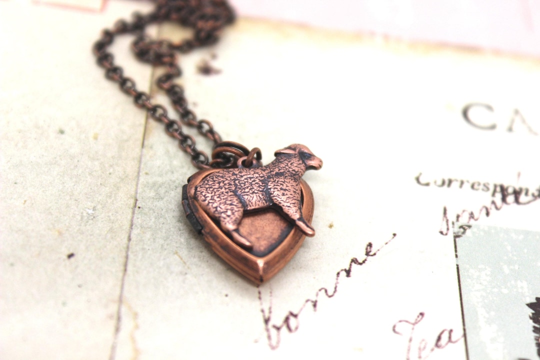 Sheep. Locket Necklace. Copper Ox - Etsy