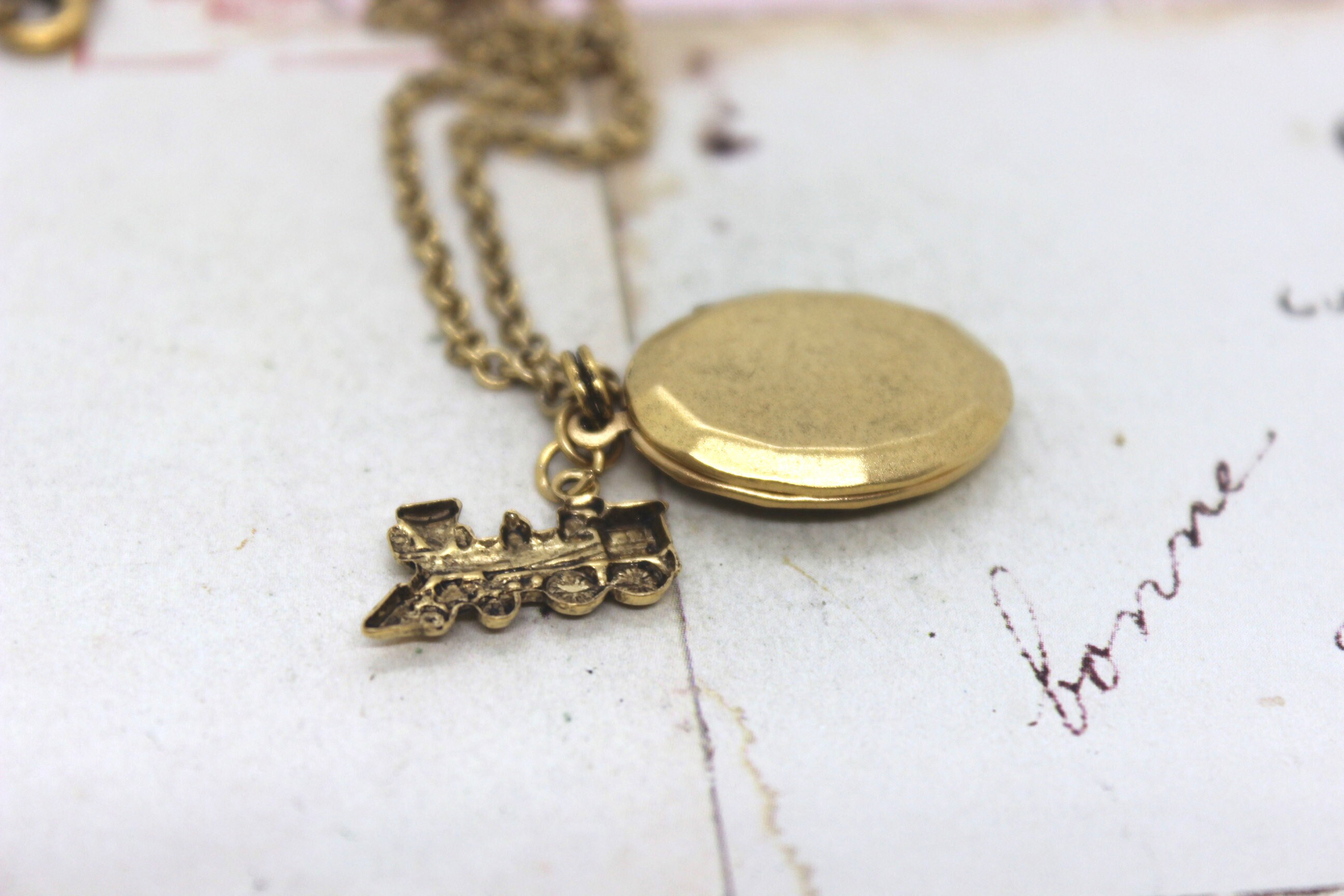 Train. Oval Locket Necklace. Gold Ox Jewelry - Etsy