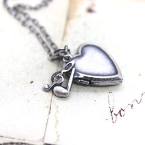 Music Notes Heart Locket Necklace. Silver Ox - Etsy