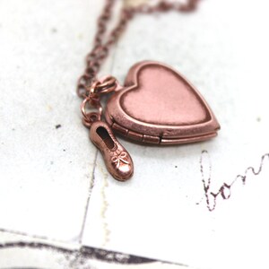 Ballet Shoe Heart Locket. Necklace in Rose Gold Ox Shades - Etsy