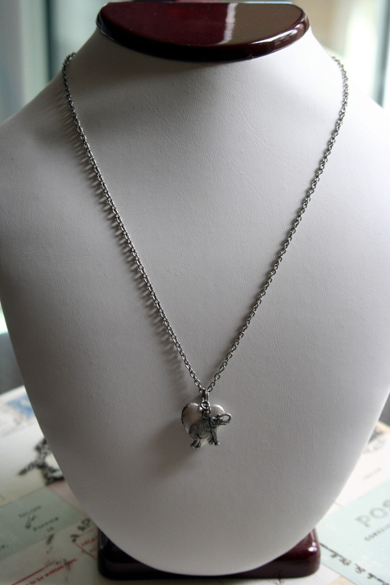 Elephant. heart locket necklace. silver ox | Etsy