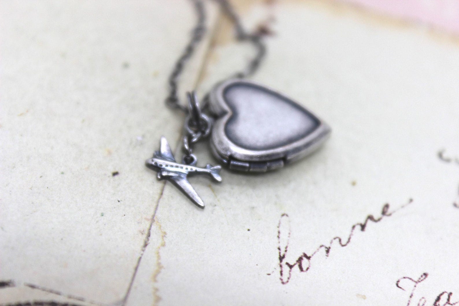 Mini Airplane. Locket Necklace. in Silver Ox - Etsy