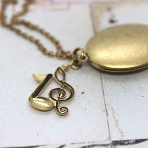 Music Notes Oval. Locket Necklace. Gold Ox Jewelry With Floral Pattern ...