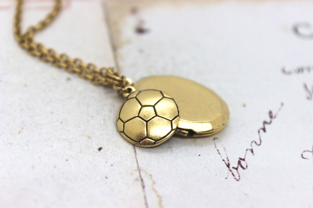 Soccer Ball. Locket Necklace. in Gold Ox With Shiny Ball - Etsy