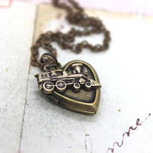 Train. Heart Locket Necklace. Brass Ox - Etsy