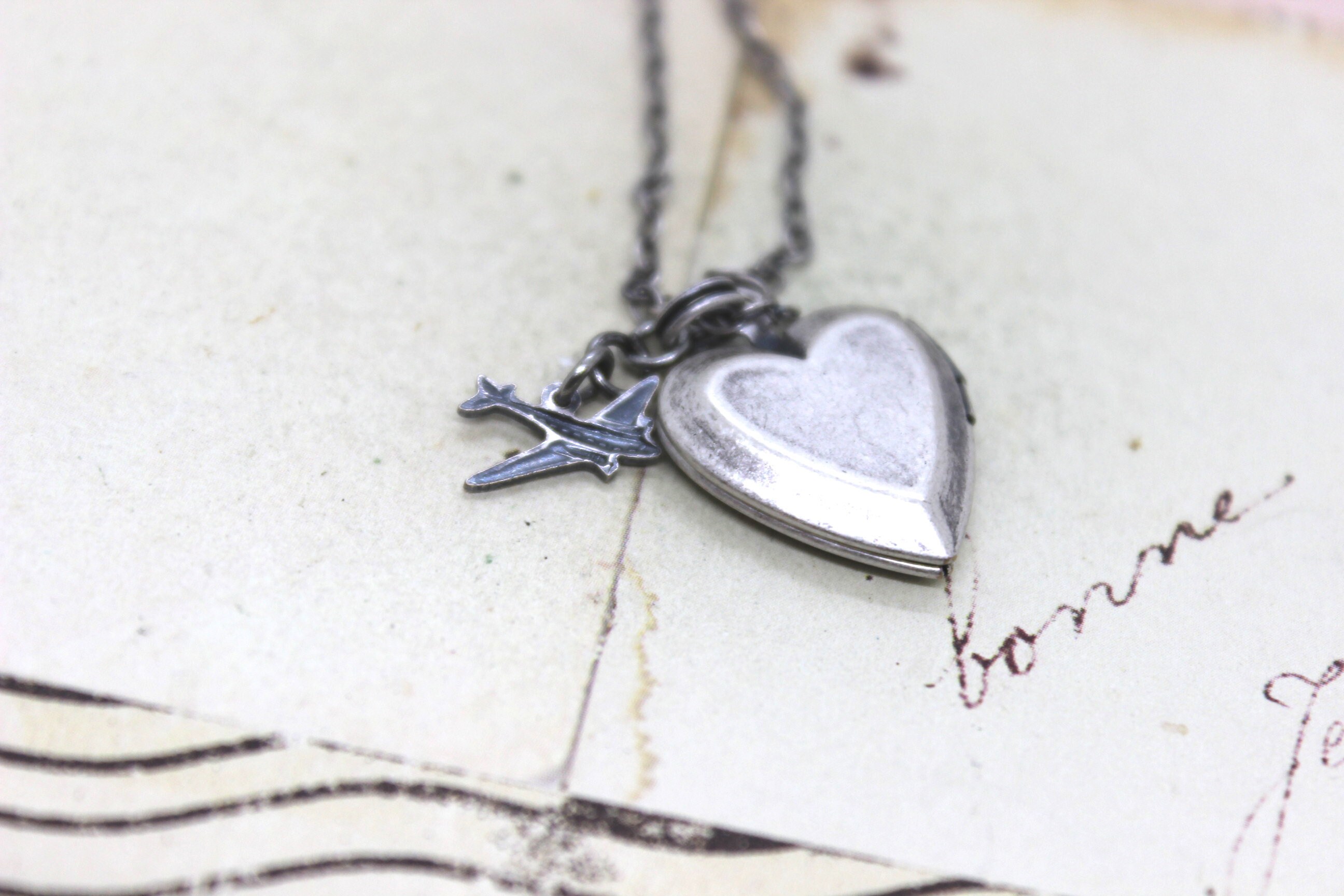 Mini Airplane. Locket Necklace. in Silver Ox - Etsy