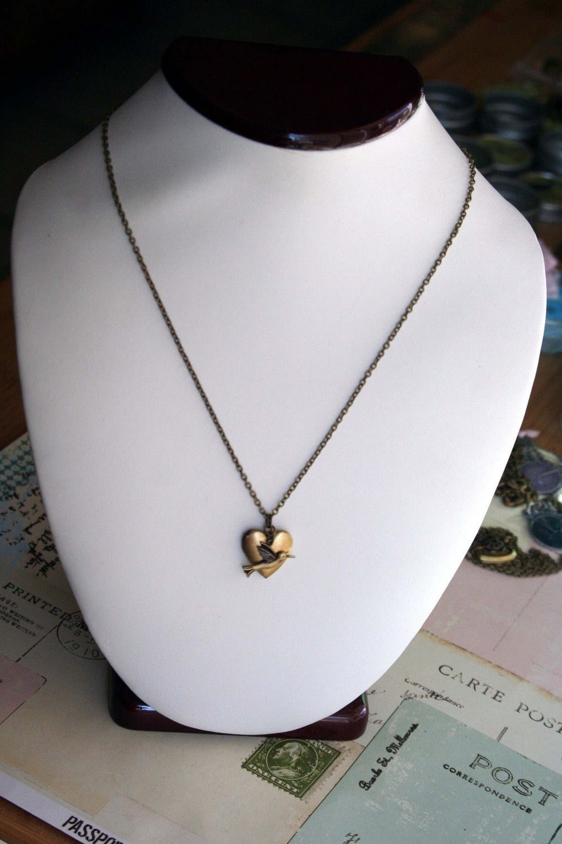 Hummingbird. Heart Locket Necklace. Brass Ox - Etsy