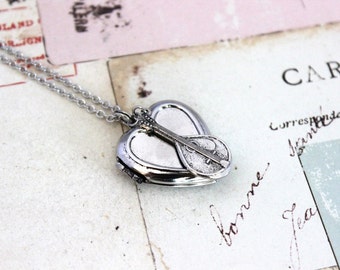 Mandolin. Heart Locket Necklace. Silver Ox Jewelry - Etsy