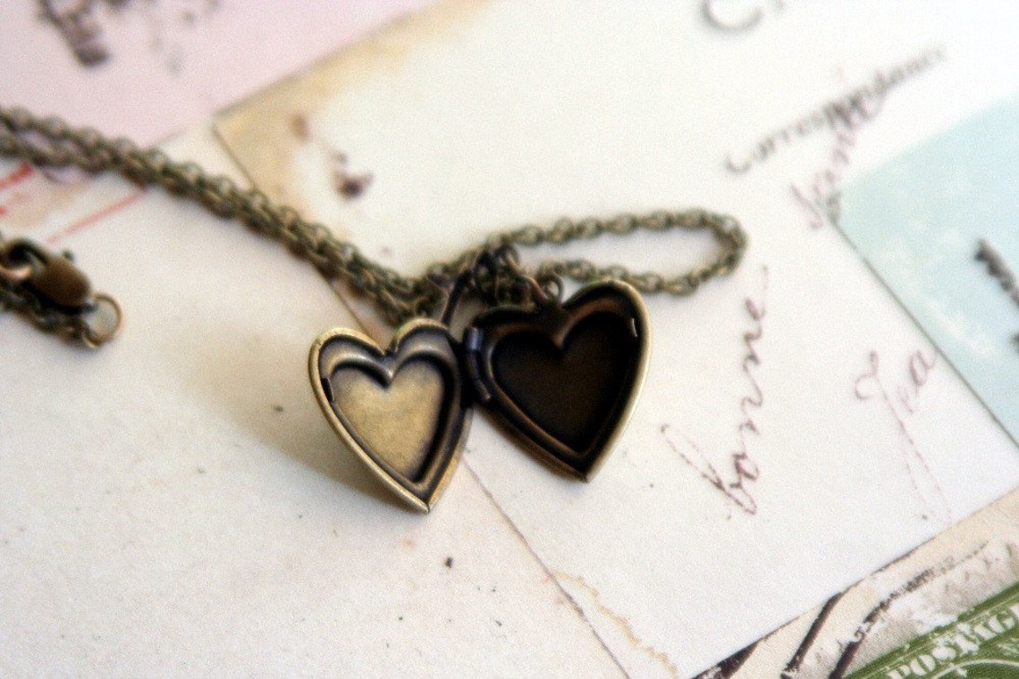 Music Notes Heart Locket Necklace. Brass Ox - Etsy