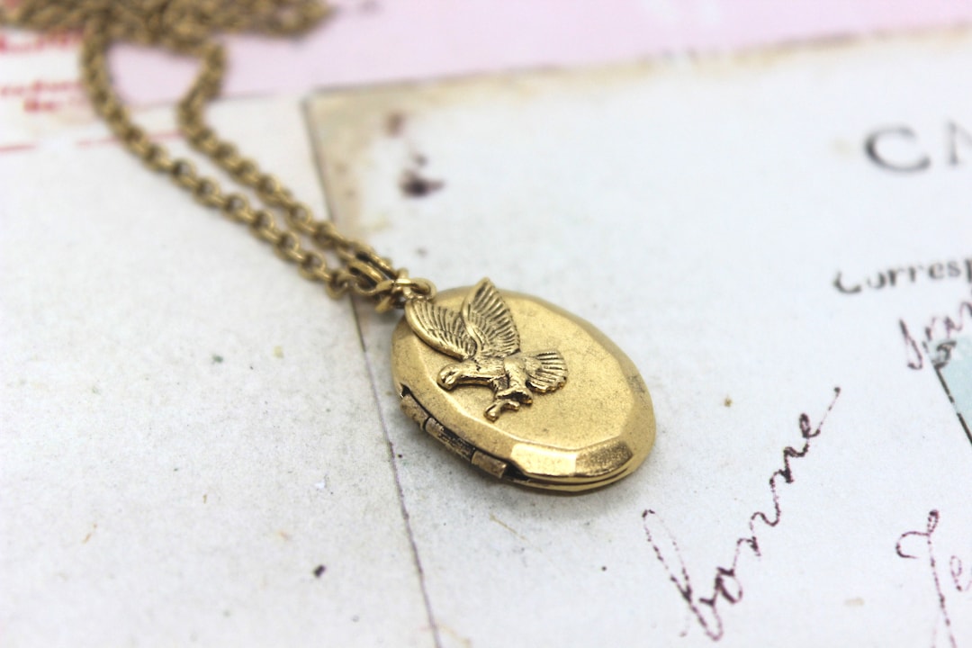 Eagle. Oval Locket Necklace. in Gold Ox Jewelry - Etsy