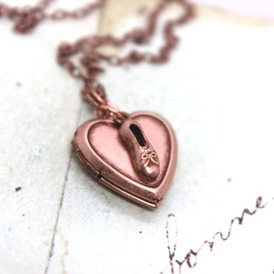 Ballet Shoe Heart Locket. Necklace in Rose Gold Ox Shades - Etsy