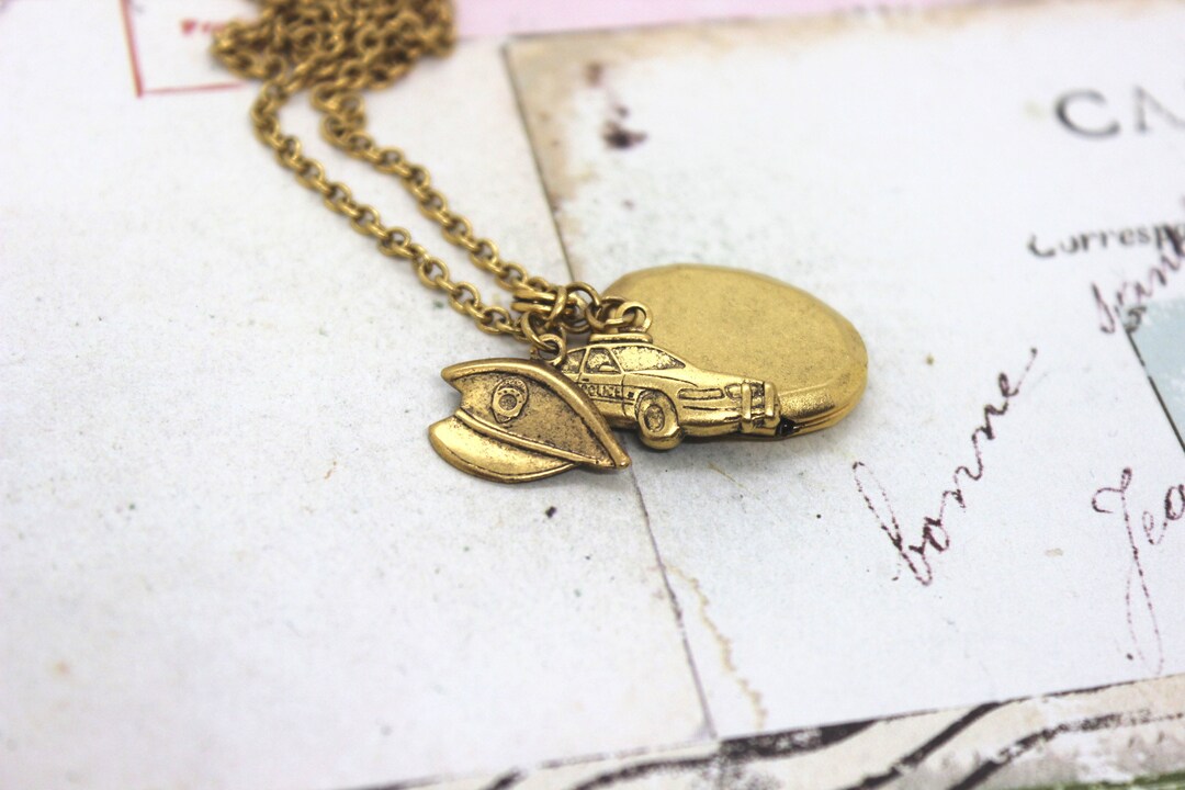 Police Locket Necklace. Gold Ox Jewelry Hat - Etsy