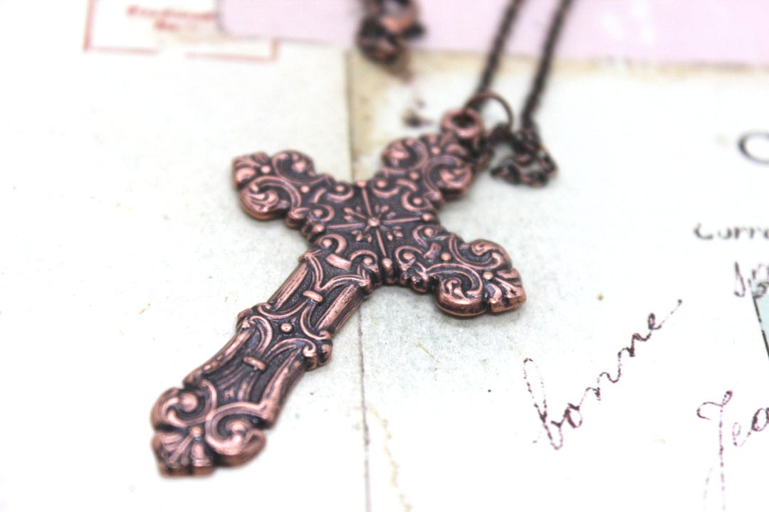 Cross Necklace. Copper Ox Jewelry Jumbo Cross - Etsy