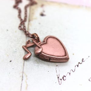 Music Notes Heart Locket. Necklace in Rose Gold Ox Shades - Etsy