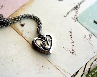 Music Note. Heart Locket Necklace. Silver Ox Meduim Locket | Etsy